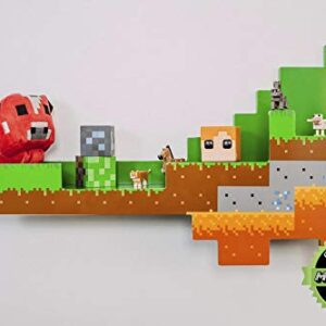 Minecraft Overworld Wall Shelf, Wall Decor | 2 Feet Long | Holds 15 Pounds