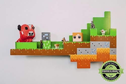 Minecraft Overworld Wall Shelf, Wall Decor | 2 Feet Long | Holds 15 Pounds