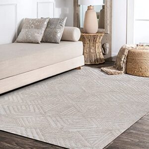 JONATHAN Y SBH103B-3 Jordan High-Low Pile Art Deco Geometric Indoor Outdoor Area-Rug Bohemian Contemporary Easy-Cleaning Bedroom Kitchen Backyard Patio Porch Non Shedding, 3 ft x 5 ft, Beige