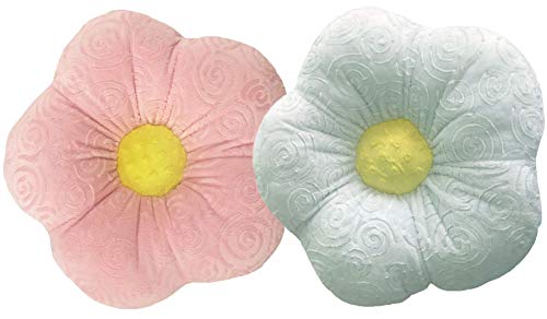 Snuggle Stuffs Pastel Pink & White Flower Throw Pillows - 13" - Set of 2 - Minky Pillows for Girls Bedroom Decor