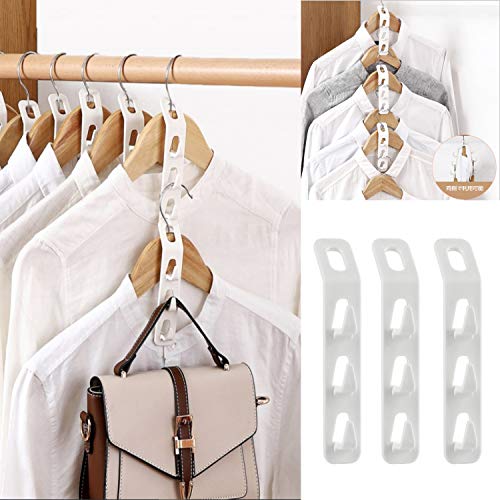 Clothes Hanger Connector Hooks， Multi-Layer Clothes Hanger Connector Hooks, Plastic Multi-Level Cascading Hanger Hooks for Huggable Hangers, Heavy Duty Space Saving for Closet Organizer（16+6pacs）