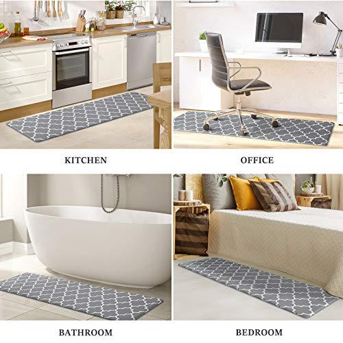 WISELIFE Kitchen Mat Cushioned Anti-Fatigue Kitchen Rug, 17.3"x 59" Waterproof Non-Slip Kitchen Mats and Rugs Heavy Duty Ergonomic Comfort Mat for Kitchen, Floor Home, Office, Sink, Laundry, Grey