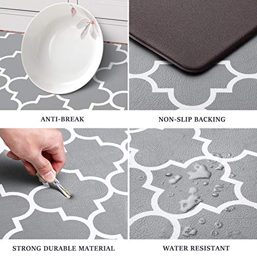 WISELIFE Kitchen Mat Cushioned Anti-Fatigue Kitchen Rug, 17.3"x 59" Waterproof Non-Slip Kitchen Mats and Rugs Heavy Duty Ergonomic Comfort Mat for Kitchen, Floor Home, Office, Sink, Laundry, Grey