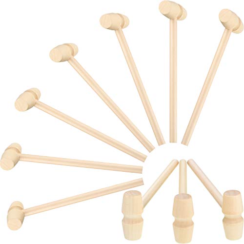 Mini Wooden Hammer Wooden Crab or Lobster Seafood Hammers Natural Hardwood Crab Hammers Cracker Mallets Pounding in Solid Natural Hardwood for Cracking Chocolate (10)