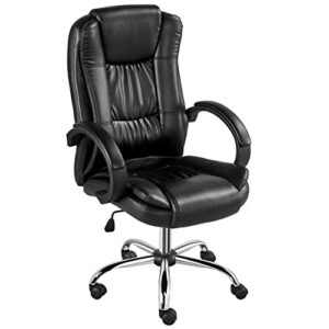 yaheetech executive office desk chair, high-back ergonomic computer chair, swivel conference chair, rolling task chair bonded leather with lumbar support, armrest