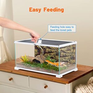 OIIBO 10 Gallon Reptile Tank, 20" x 12" x 10" Reptile Terrarium, Sliding Screen Top Hermit Crab Tank for Reptile Amphibians, Snake, Turtle, Frog, Gecko, Hamster, Hedgehog, Small Animals