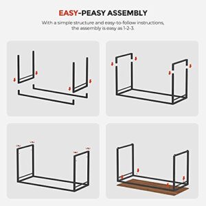 VASAGLE Computer Writing Desk, 39 Inch Office Study Table, Work from Home, with 8 Hooks, Metal Frame, Industrial, 39.4", Walnut Brown