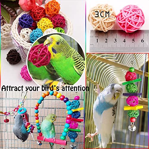 PBIEHSR Bird Parakeet Cockatiel Toys, 19 Pcs Pet Bird Cage Swing Hammock Shoe Chewing Toy Hanging Bell Wooden Perch for Conures, Love Birds, Finches, Budgie