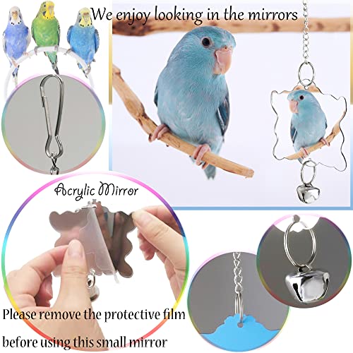 PBIEHSR Bird Parakeet Cockatiel Toys, 19 Pcs Pet Bird Cage Swing Hammock Shoe Chewing Toy Hanging Bell Wooden Perch for Conures, Love Birds, Finches, Budgie