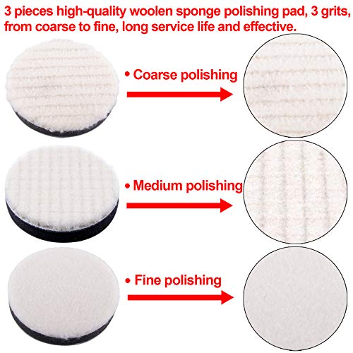 SIQUK 28 Pieces 3 Inch Buffing Pads Car Polishing Pad Kit Foam Polishing Pads Car Buffer Polisher Attachment for Drill