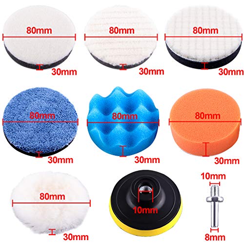 SIQUK 28 Pieces 3 Inch Buffing Pads Car Polishing Pad Kit Foam Polishing Pads Car Buffer Polisher Attachment for Drill