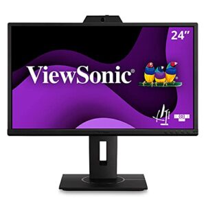 viewsonic vg2440v 24 inch 1080p ips video conferencing monitor with integrated 2mp camera, microphone, speakers, eye care, ergonomic design, hdmi displayport vga inputs for home and office