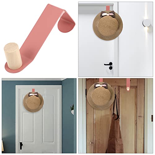 NUOBESTY Over The Door Hook Door Towel Rack Door Hanger Coat Hanging Hooks Rack Organizer for Hat Belt Shirt Towels Clothes Pink