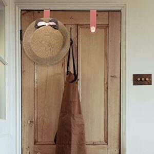 NUOBESTY Over The Door Hook Door Towel Rack Door Hanger Coat Hanging Hooks Rack Organizer for Hat Belt Shirt Towels Clothes Pink