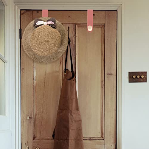 NUOBESTY Over The Door Hook Door Towel Rack Door Hanger Coat Hanging Hooks Rack Organizer for Hat Belt Shirt Towels Clothes Pink