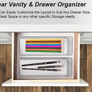 LilGift ARAD 2 Pieces Clear Vanity & Drawer Organizer, Acrylic Organizer, Drawer Divider, Makeup Bathroom Organizer, Kitchen Utensils