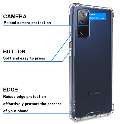 Restoo Samsung Galaxy S20 FE Case,Clear Case with 4 [Shock-Absorption] Corners Hard PC Back Soft TPU Bumper for Samsung Galaxy S20 FE 5G,Clear