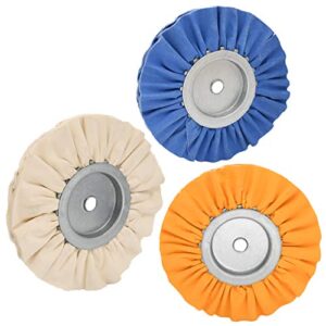 3pcs 8" airway buffing wheel(1 pcs white/1 pcs orange/1 pcs blue),5/8" arbor hole,16 ply fine,medium,coarse polishing for angle grinder mirror finish on aluminum and stainless, by nakao