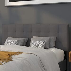 bizchair quilted tufted queen size headboard in dark gray fabric