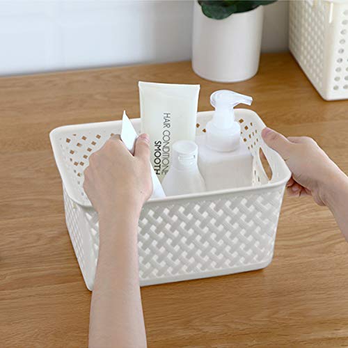 Bekith 9 Pack Plastic Storage Basket, Woven Basket Bins Organizer, 9.75-Inch x 7.5-Inch x 4-Inch