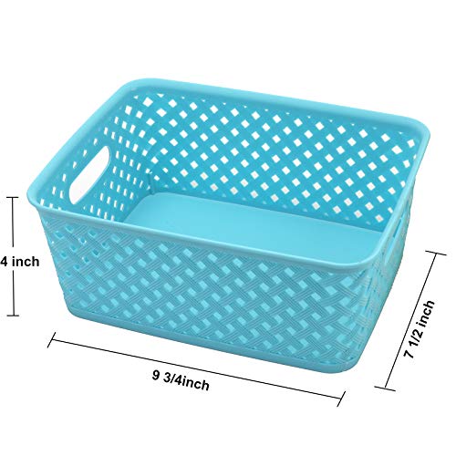 Bekith 9 Pack Plastic Storage Basket, Woven Basket Bins Organizer, 9.75-Inch x 7.5-Inch x 4-Inch