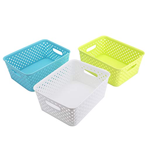 Bekith 9 Pack Plastic Storage Basket, Woven Basket Bins Organizer, 9.75-Inch x 7.5-Inch x 4-Inch