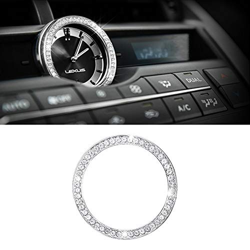 CARFIB Car Interior Bling Accessories for Lexus NX NX200 NX300 F Sport AWD FWD Clock Ring Time Decals Stickers Covers Cap Parts Decoration Trim Men Women Zinc Alloy Crystal Sparkly Cute Silver