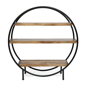 christopher knight 3 tier home shelf, natural + black