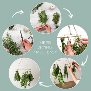 HIKITI Herb Drying Rack - Decorative Herb Drying Rack Hanging - Secured Herb Dryer Hooks - Handmade Macrame Boho Chic - Flower Drying - Herb Hanger - Hanging Drying Rack for Herbs