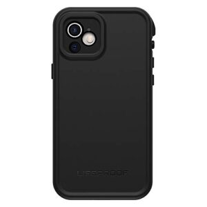 LifeProof iPhone 12 (ONLY, Not compatible with iPhone 12 Pro) FRĒ Series Case - BLACK, waterproof IP68, built-in screen protector, port cover protection, snaps to MagSafe