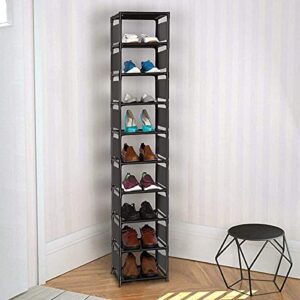 barsone 10 Tiers Shoe Rack, Vertical Narrow Shoe Rack, 10 Pairs Tall Shoe Rack Organizer for Small Space, Free Standing Shoe Shelf for Closet Entryway Hallway