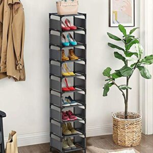 barsone 10 Tiers Shoe Rack, Vertical Narrow Shoe Rack, 10 Pairs Tall Shoe Rack Organizer for Small Space, Free Standing Shoe Shelf for Closet Entryway Hallway