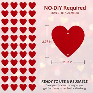 120 Red Hearts Felt Garland, NO DIY, Valentines Day Red Heart Hanging String Garland, Valentines Day Decor, Valentine Decorations Valentines Wedding Anniversary Birthday Party Supplies