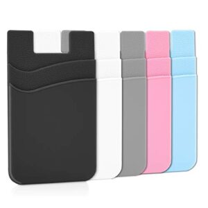 senose phone wallet, card holder for back of phone stick on phone cases great storage compatible for iphone/android/samsung galaxy pack of 5