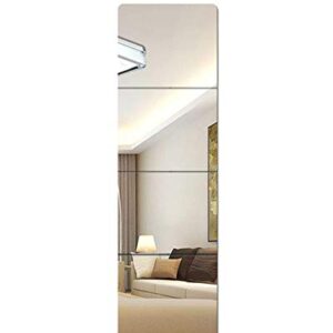 Lecerent Full Length Wall Mirror with Acrylic Adhesive Tapes, 4pcs Frameless Body Mirror Tiles for Bedroom Bathroom Home Gym Closet Door