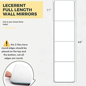 Lecerent Full Length Wall Mirror with Acrylic Adhesive Tapes, 4pcs Frameless Body Mirror Tiles for Bedroom Bathroom Home Gym Closet Door