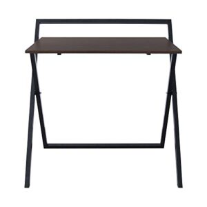 Teamson Home Easton 34" Modern Wood Folding Home Office Study Computer Desk with X Shaped Small Spaces Brown Tabletop and Black Legs