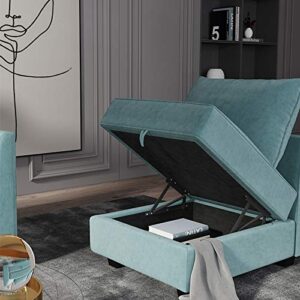 HONBAY Convertible Sectional Sofa Couch with Storage Seats Modular 3 Seater Sofa for Small Space, Aqua Blue