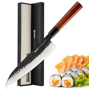 gyuto chef’s knife, 8 inch japanese chef knife 3 layers 9cr18mov clad steel japanese kitchen knife, alloy steel sushi knife for kitchen/restaurant, octagonal handle, gift box (chefs knife)