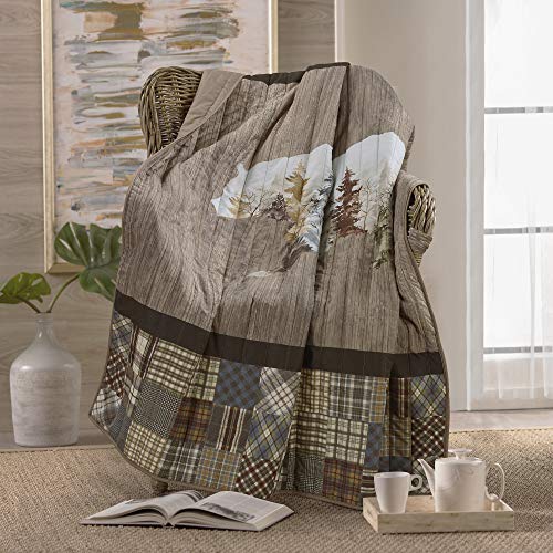 Donna Sharp Throw Blanket - Chimera Bear Lodge Decorative Throw Blanket with Bear and Watercolor Trees Pattern