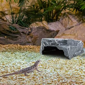 MINYULUA Reptile Cave Resin Basking Platform Hiding Habitat Aquarium Fish Hideout Shelter Hollow Tree Trunk Resin Ornament Moss House Decorations for Reptile Turtle Frog Zoo Aquarium Decor Ornament