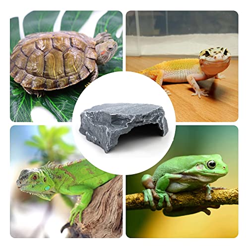 MINYULUA Reptile Cave Resin Basking Platform Hiding Habitat Aquarium Fish Hideout Shelter Hollow Tree Trunk Resin Ornament Moss House Decorations for Reptile Turtle Frog Zoo Aquarium Decor Ornament