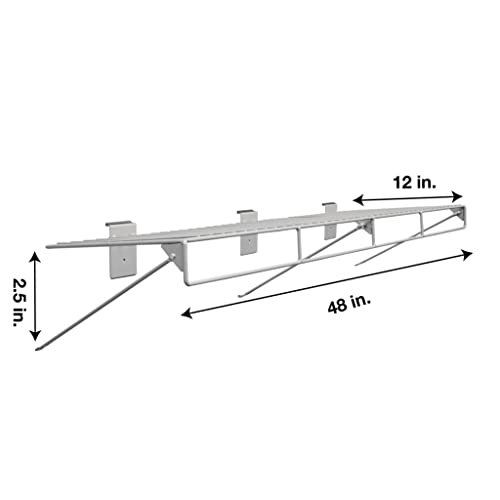 Crownwall Universal Slatwall Steel Wire Shelf with Rail, 2-Pack (48-in x 12-in)