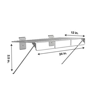 Crownwall Universal Slatwall Steel Wire Shelf with Rail, 2-Pack (24-in x 12-in)