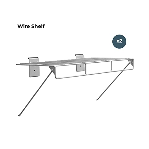 Crownwall Universal Slatwall Steel Wire Shelf with Rail, 2-Pack (24-in x 12-in)