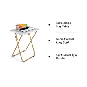 HUANUO Folding TV Tray Table -Stable Tray Table with No Assembly Required, TV Dinner Tray for Eating, Foldable Snack Tables for Bed & Sofa (Marbling)