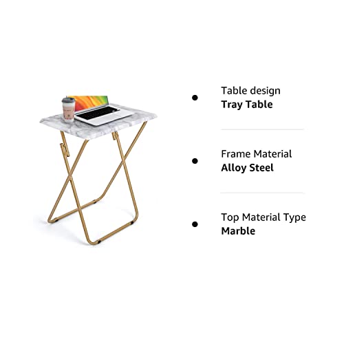 HUANUO Folding TV Tray Table -Stable Tray Table with No Assembly Required, TV Dinner Tray for Eating, Foldable Snack Tables for Bed & Sofa (Marbling)