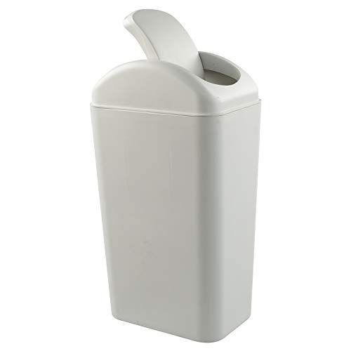 Hespama Slim Trash Can, 14L Gray Garbage Bin with Swing Lid for Narrow Space