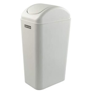 Hespama Slim Trash Can, 14L Gray Garbage Bin with Swing Lid for Narrow Space