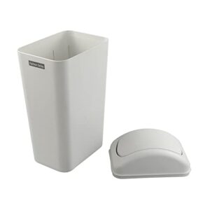 Hespama Slim Trash Can, 14L Gray Garbage Bin with Swing Lid for Narrow Space